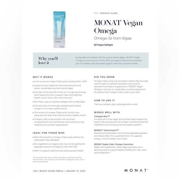 MONAT GLOBAL | Other | Monat Vegan Omega | Poshmark